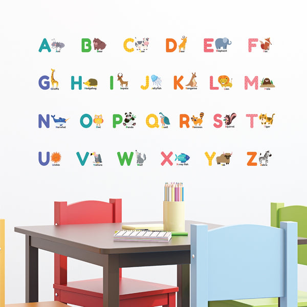 Colourful Animal Alphabet Wall Stickers (Small) – DECOWALL